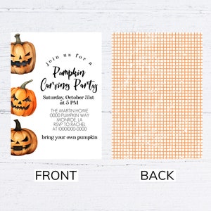 Editable Pumpkin Carving Invitation Template, Halloween Party Invite ...