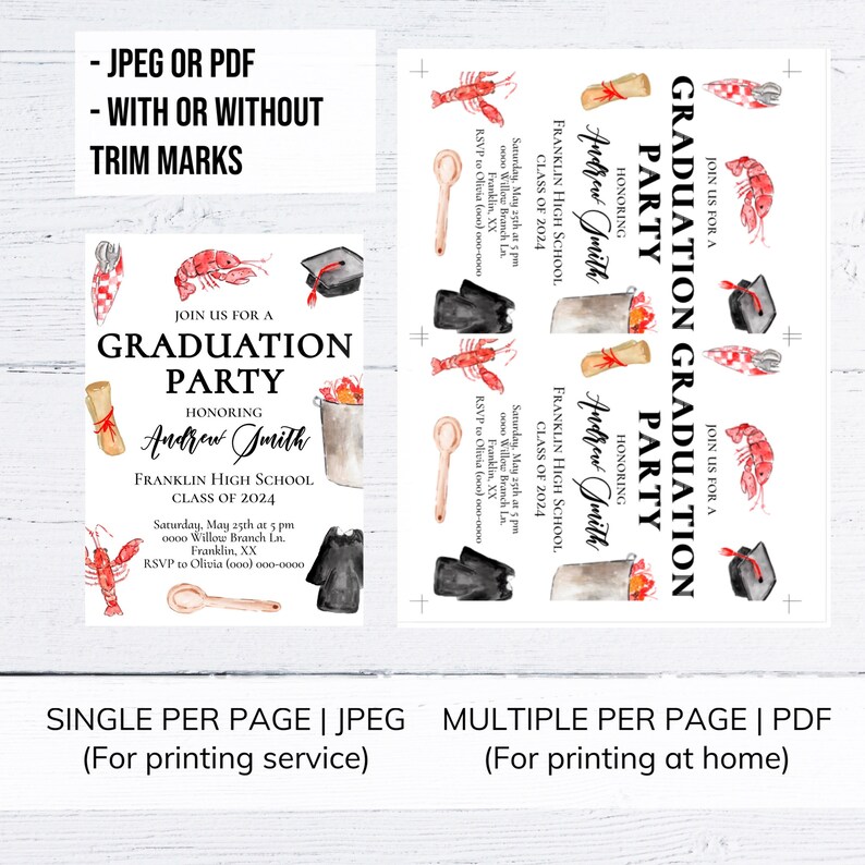 Crawfish Boil Graduation Invitation Template - Etsy