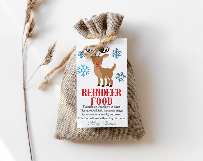 Magic Reindeer Food Tags, Reindeer Food Tag Printable, Christmas Eve ...