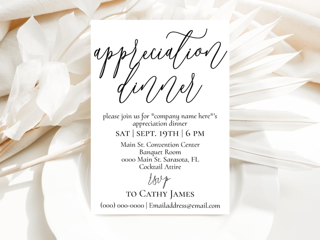 Editable Appreciation Dinner Invitation Template | Digital Download ...