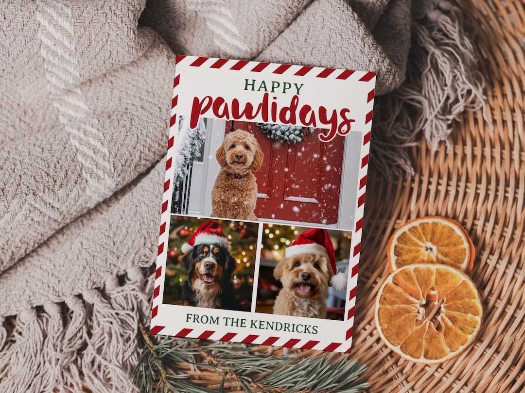 Editable Dog Christmas Card Template - Etsy