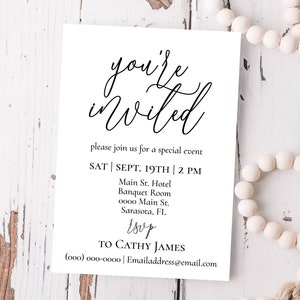 Editable You’re Invited Invitation Template: Printable Event Invite for ...