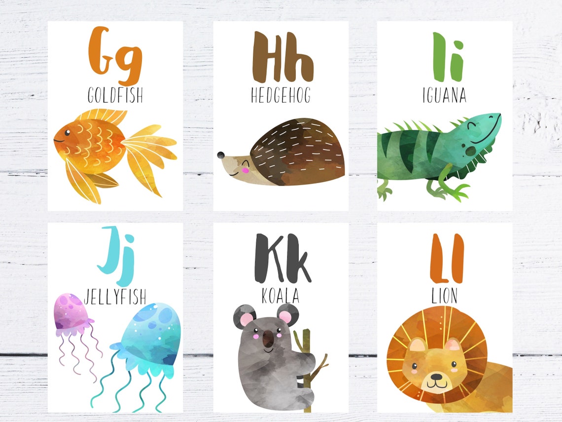 Printable Animal Alphabet Flash Cards Digital Download | Etsy UK
