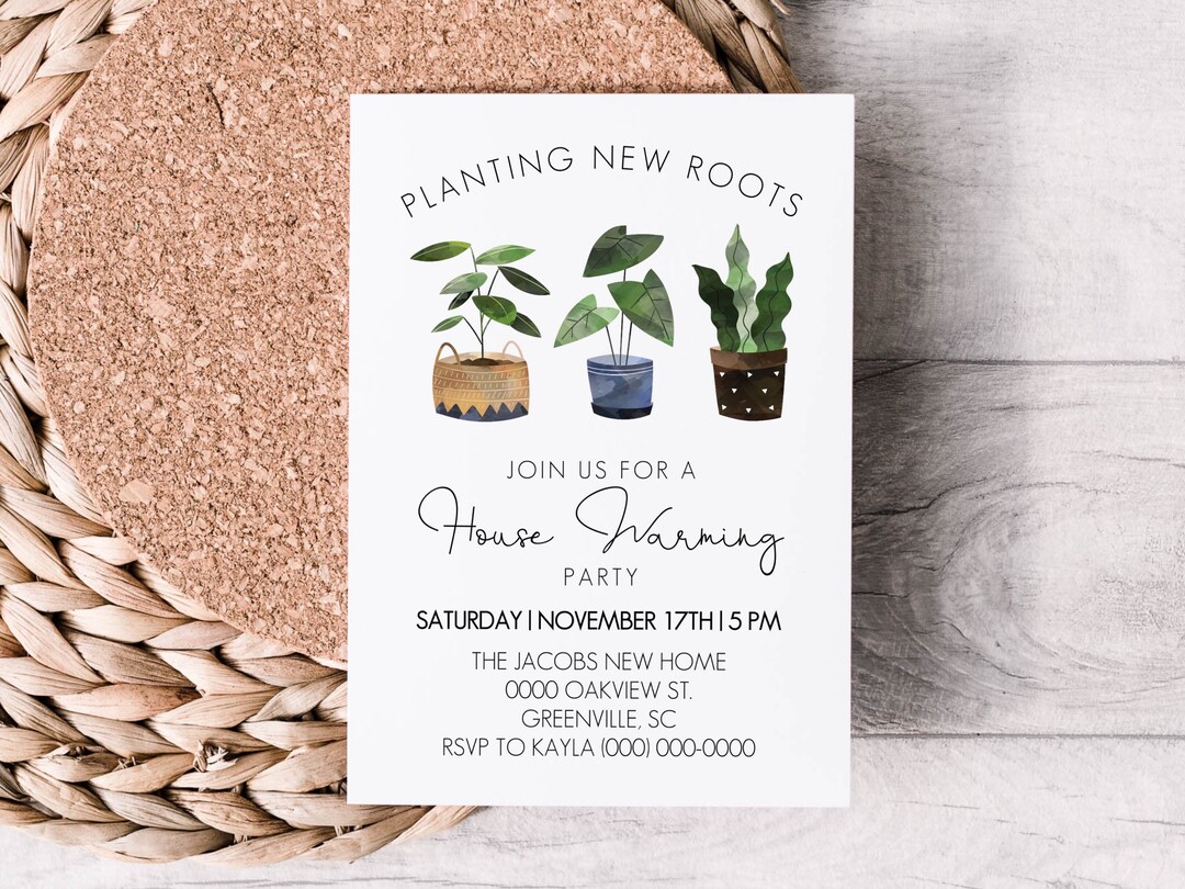 Editable Planting New Roots Housewarming Invitation Template - Etsy