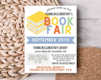 Book Fair Flyer Editable Template. Book Sale Event. Fall Book Fair. - Etsy
