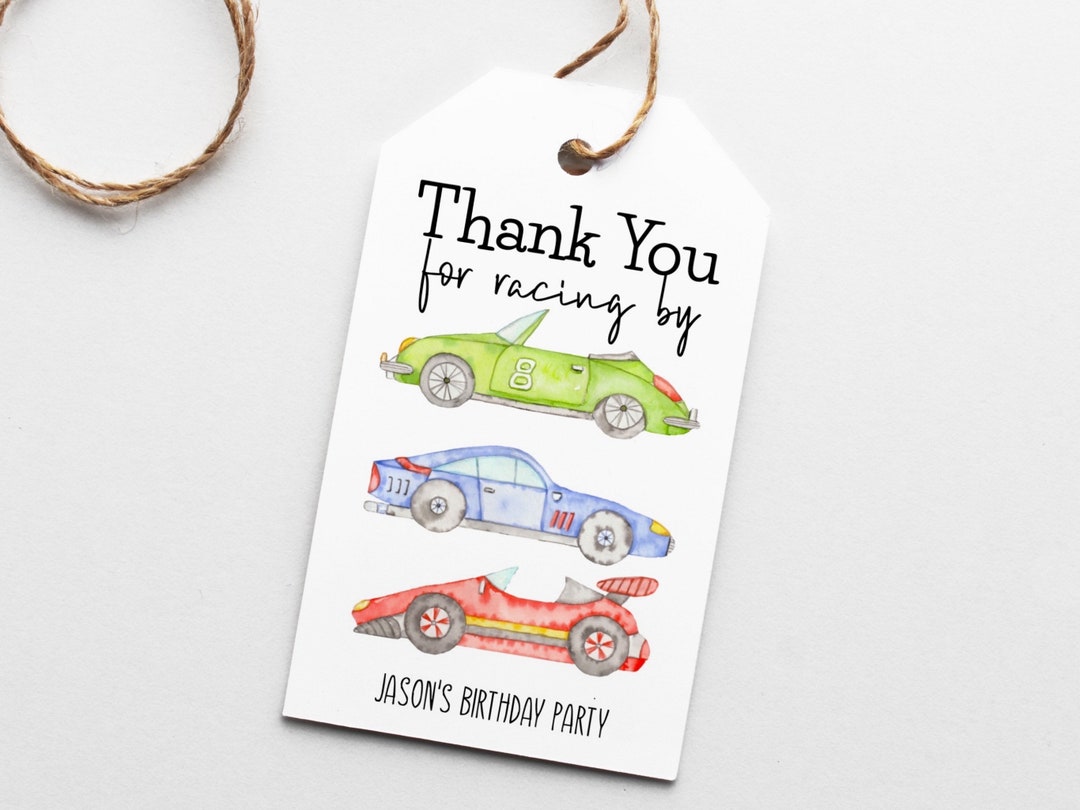 Editable Race Car Favor Tag Template - Etsy