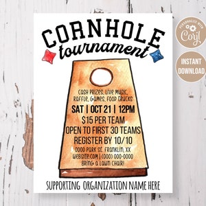 Editable Cornhole Tournament Flyer Digital Download Instant - Etsy