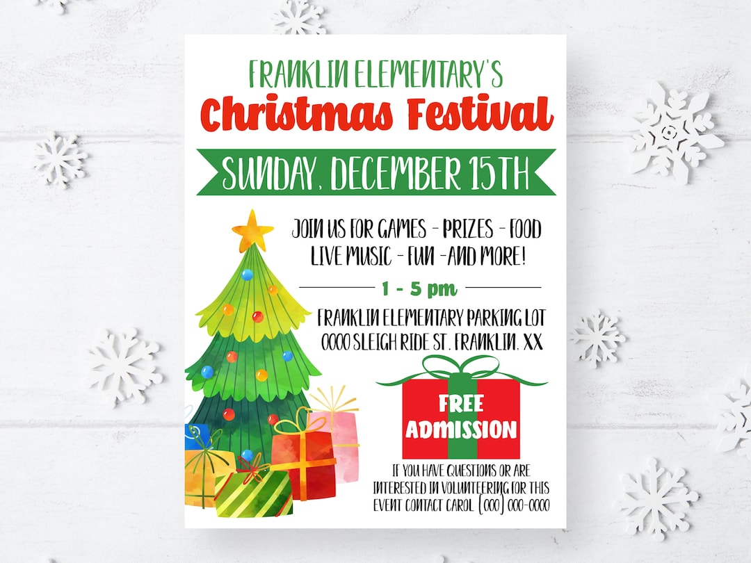 Editable Christmas Festival Flyer Template: Holiday Event Printable ...