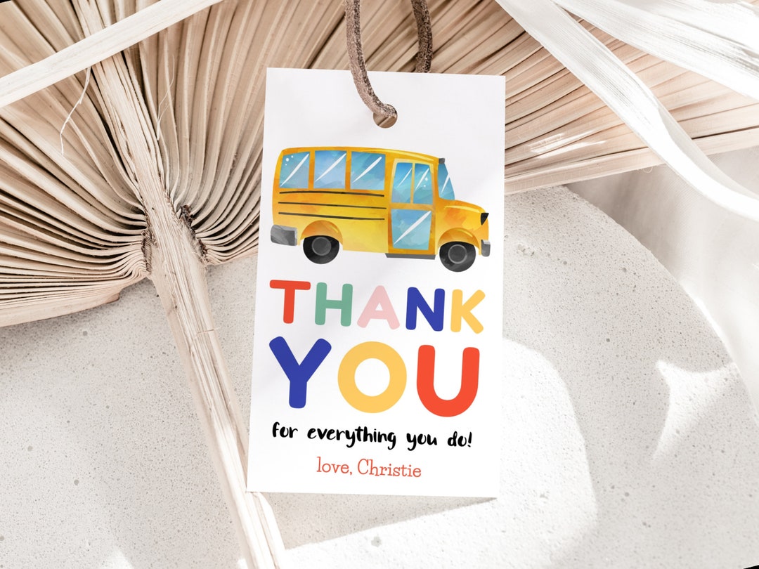 Editable Bus Driver Thank You Tag Template - Etsy