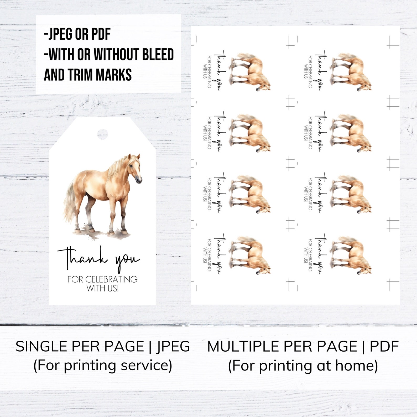 Editable Horse Tag Template Favor Tags, Printable Template, Digital ...