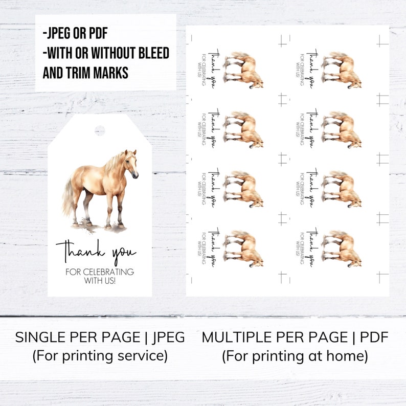 Editable Horse Favor Tag Template - Etsy
