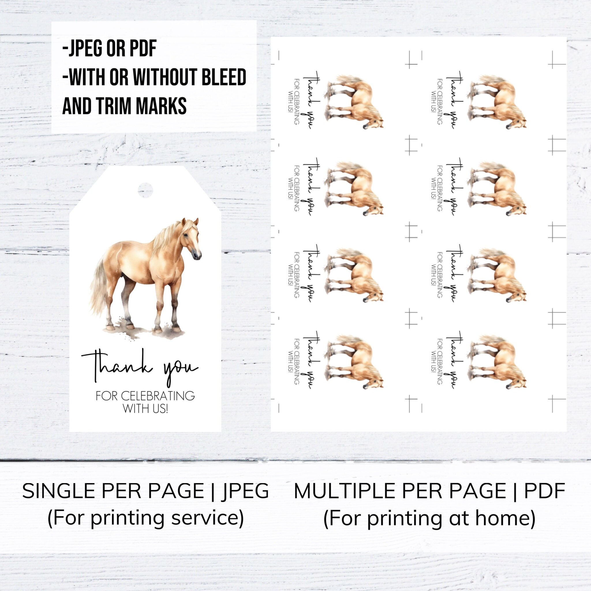 Editable Horse Favor Tag Template - Etsy