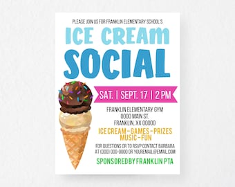 EDITABLE Ice Cream Social Flyer, School Appreciation Week, Ice Cream ...