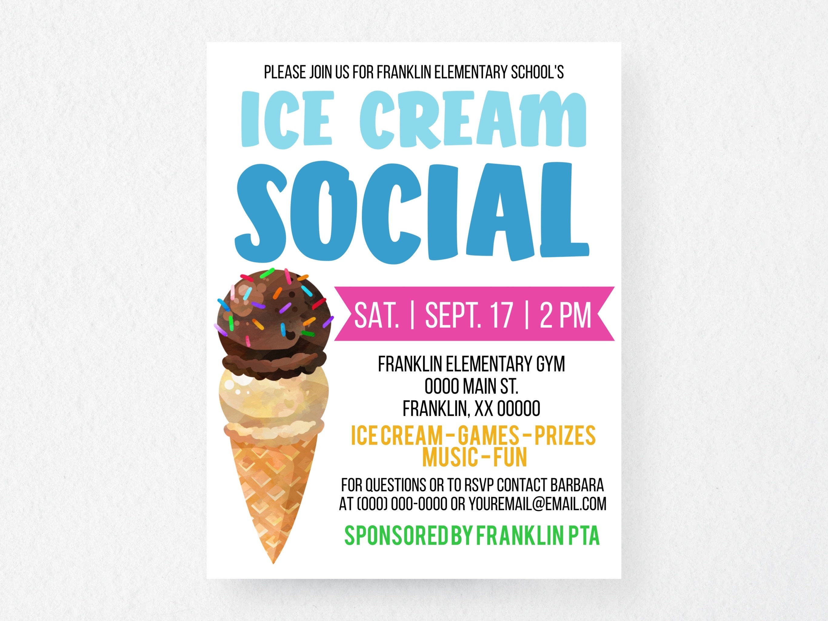 Ice Cream Social Flyer Template Ice Cream Social Media Poster Design