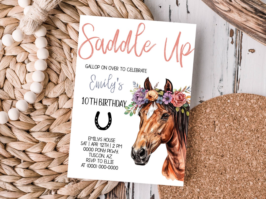 Editable Horse Birthday Invitation Template, Saddle up Party Invite - Etsy