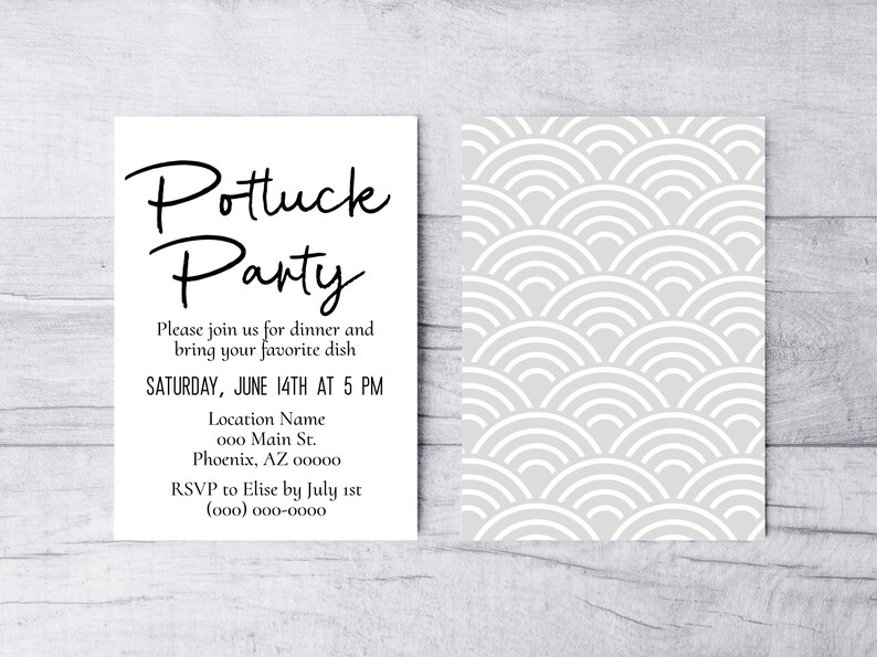Editable Potluck Party Invitation Template - Etsy