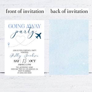 Editable Going Away Party Invitation Template: Printable Airplane ...