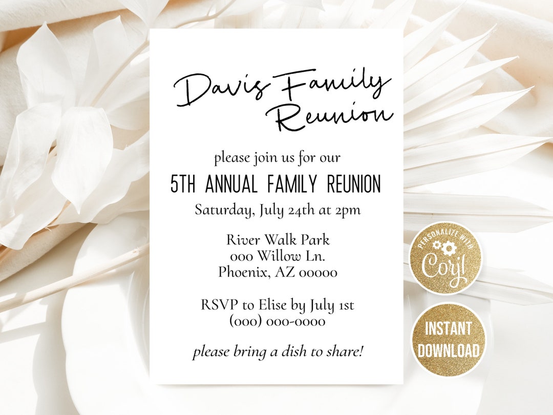Editable Family Reunion Invitation Reunion Invite Digital - Etsy