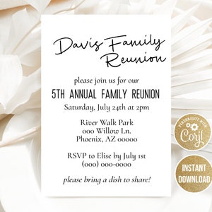 Editable Family Reunion Invitation Reunion Invite Digital - Etsy
