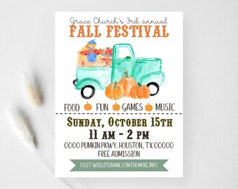 EDITABLE Fall Harvest Festival Invitation Flyer, School Event Harvest ...