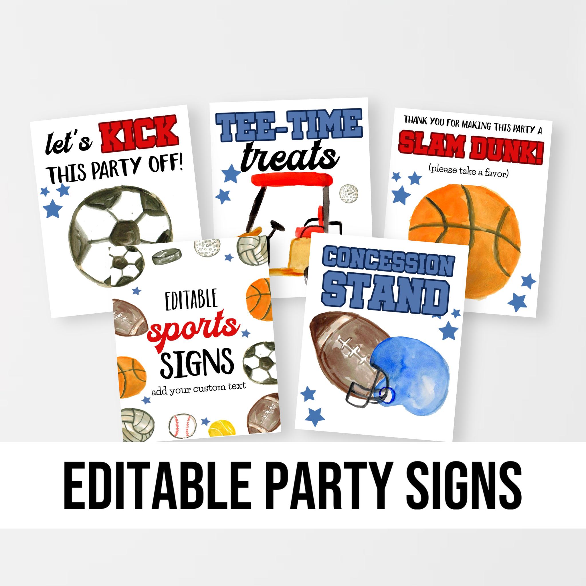 Editable Sports Party Sign Templates - Etsy