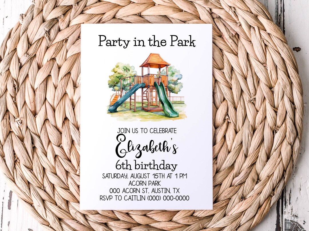Editable Party in the Park Birthday Invitation | Digital Download ...