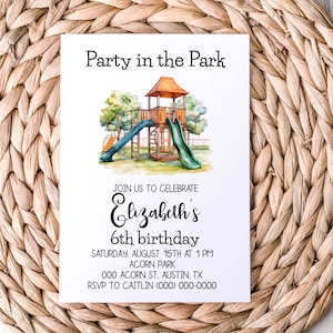 Editable Party in the Park Birthday Invitation | Digital Download ...