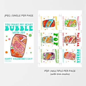 Printable Soda Kid’s Valentines Cards - Etsy