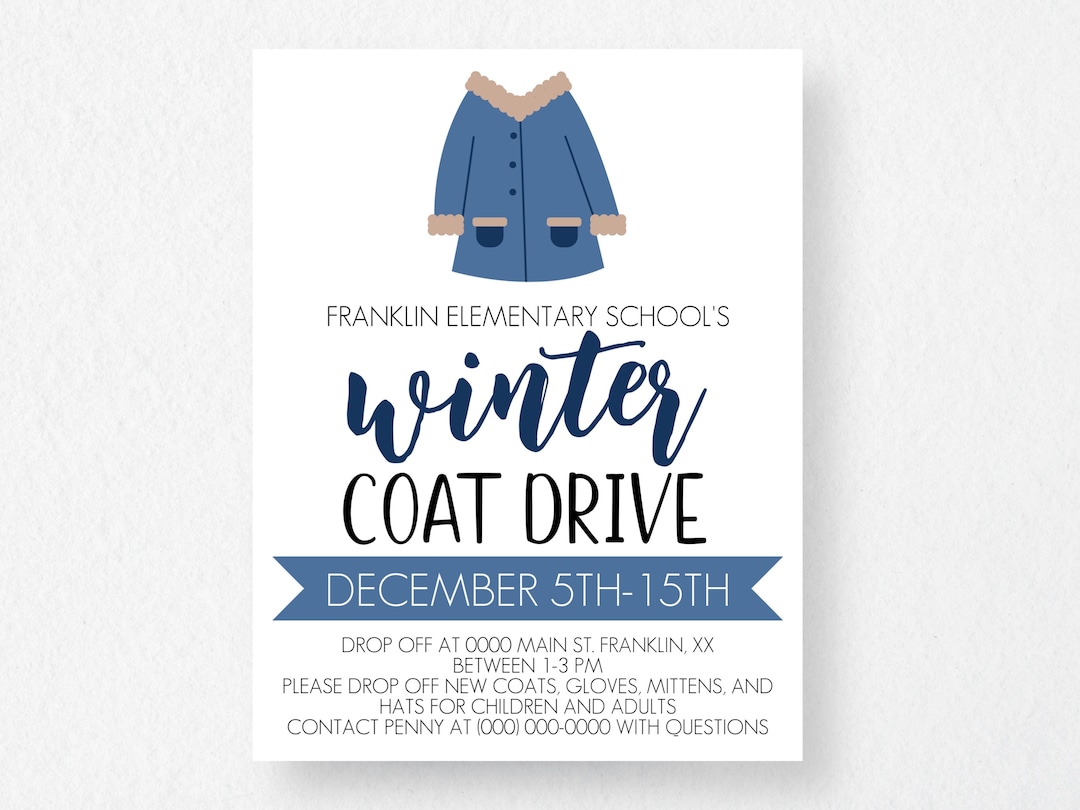 Editable Winter Coat Drive Flyer Template: Printable Donation Event ...