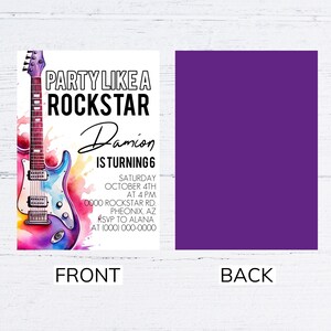 Editable Rockstar Birthday Invitation | Guitar, Digital Download ...