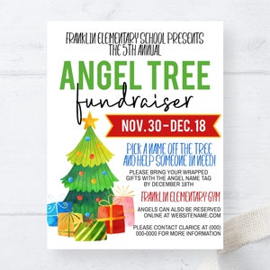 Editable Angel Tree Fundraiser Flyer Template: Editable Christmas ...