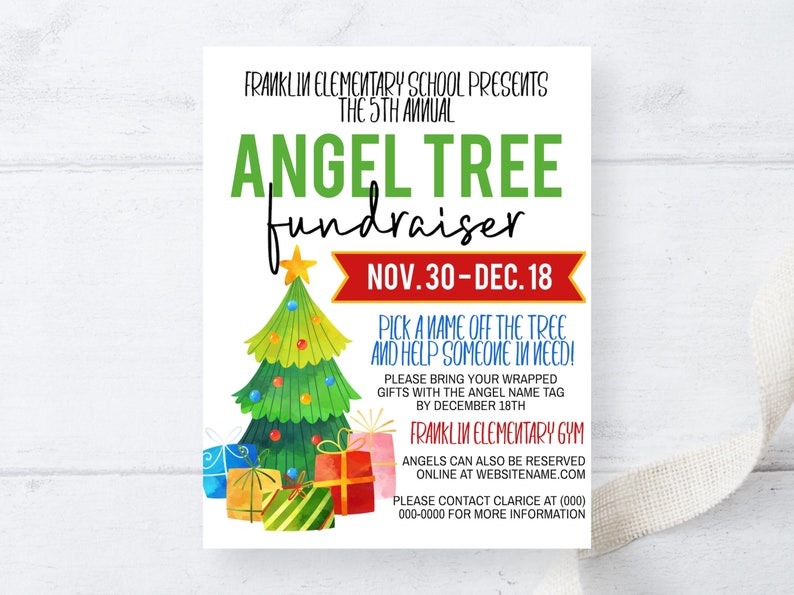 Editable Angel Tree Fundraiser Flyer Template: Editable Christmas ...