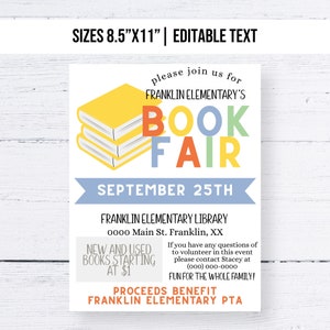 Editable Book Fair Flyer | Digital Download, Printable Template, Event ...