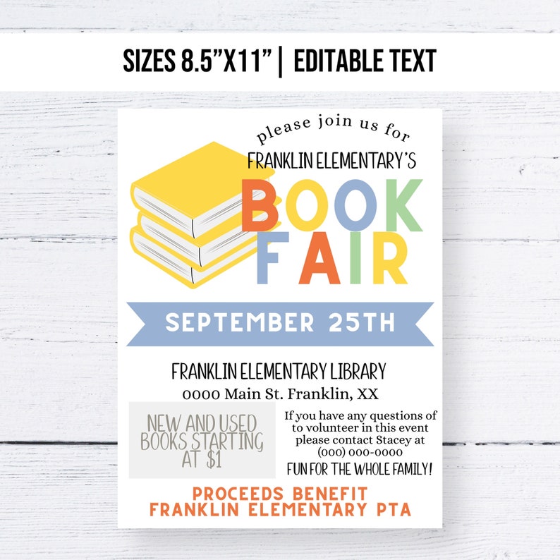 Editable Book Fair Flyer Template - Etsy Australia