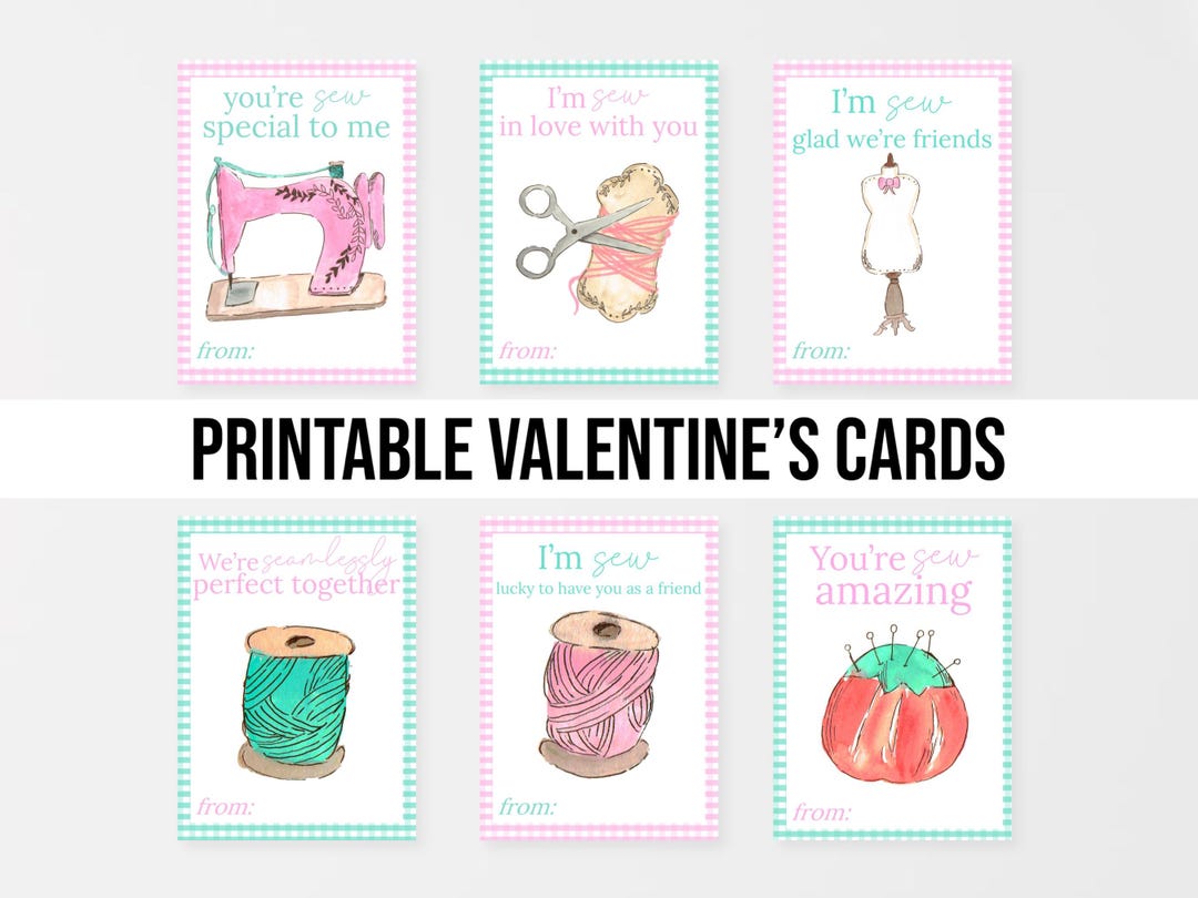 Printable Sewing Valentines Cards - Etsy