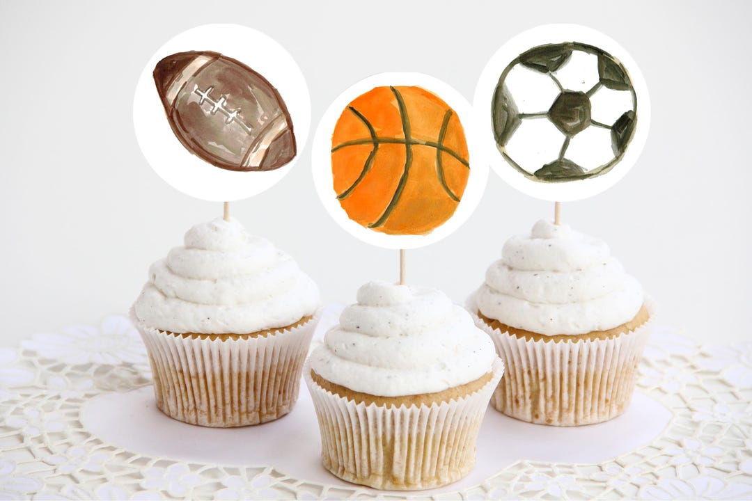 Printable Sports Cupcake Toppers Template - Etsy