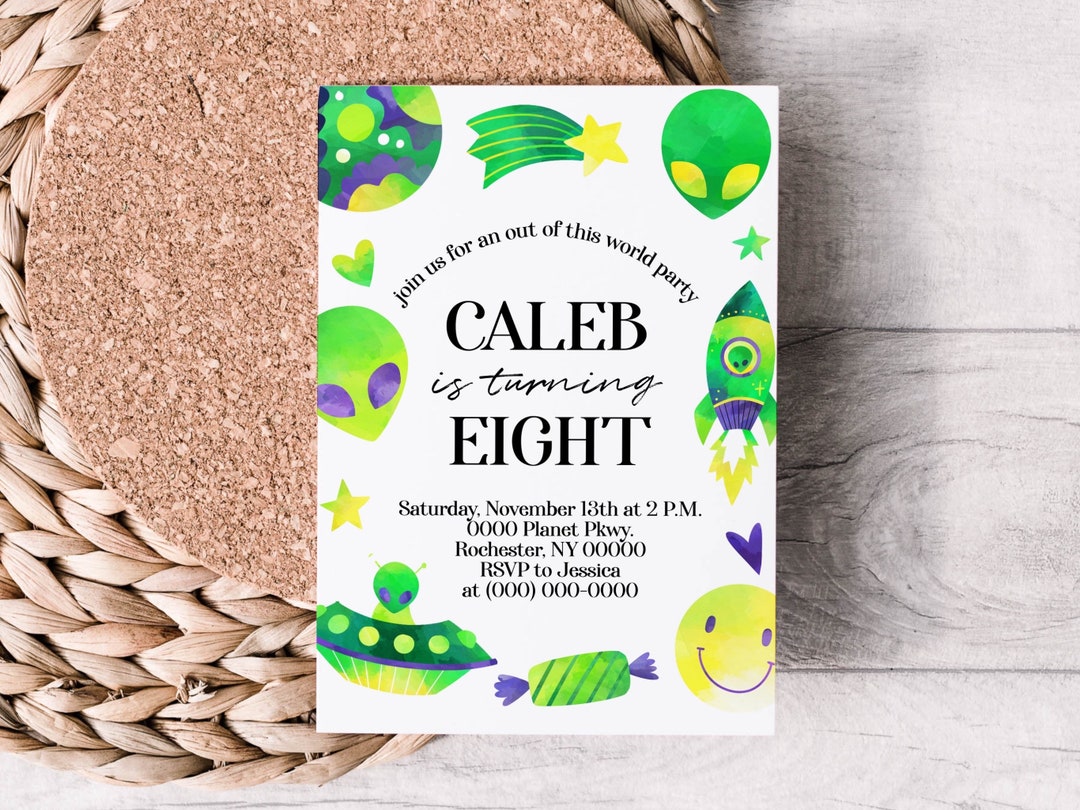 Editable Alien Birthday Invitation Template - Etsy