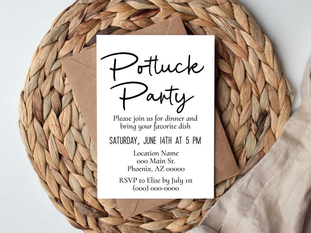 Editable Potluck Party Invitation Template - Etsy