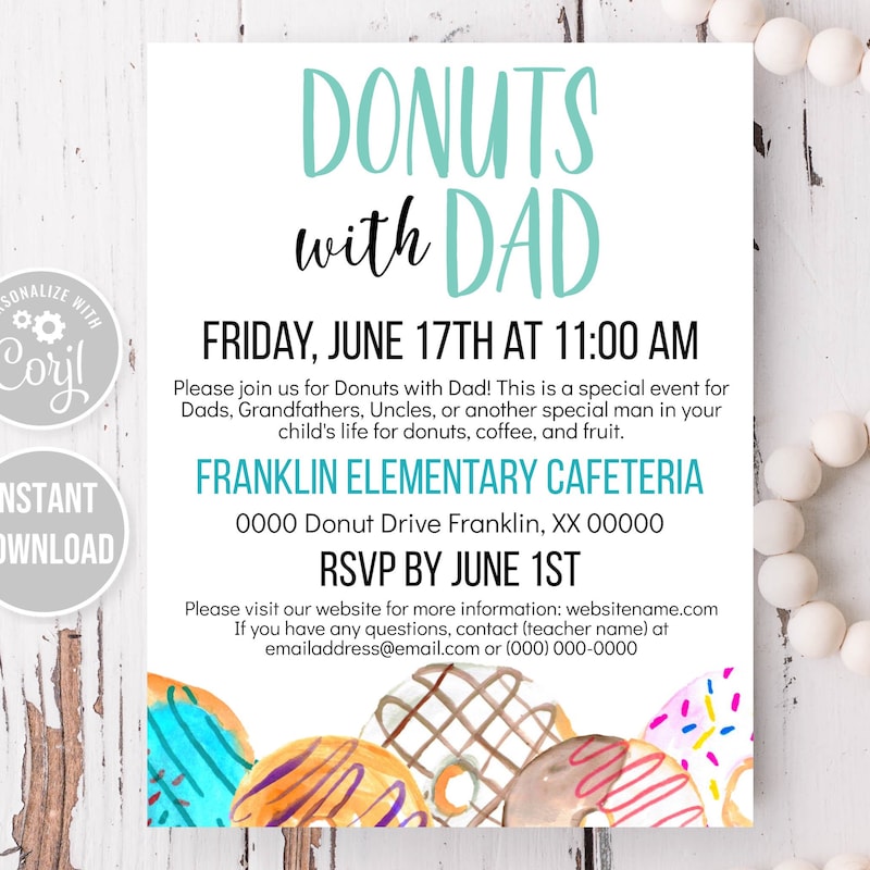 Donuts With Dad Flyer - Etsy