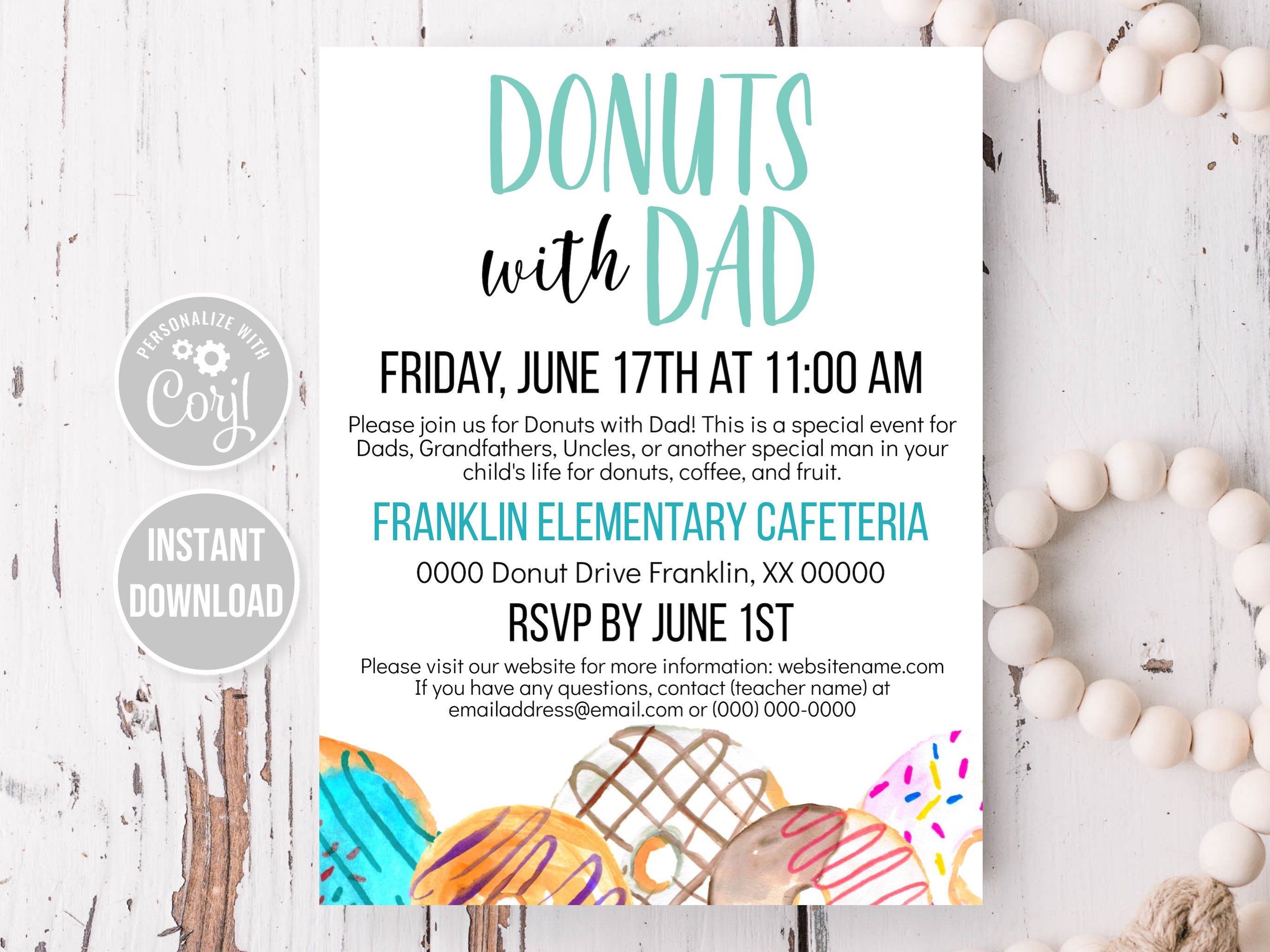 Donuts With Dad Invitation