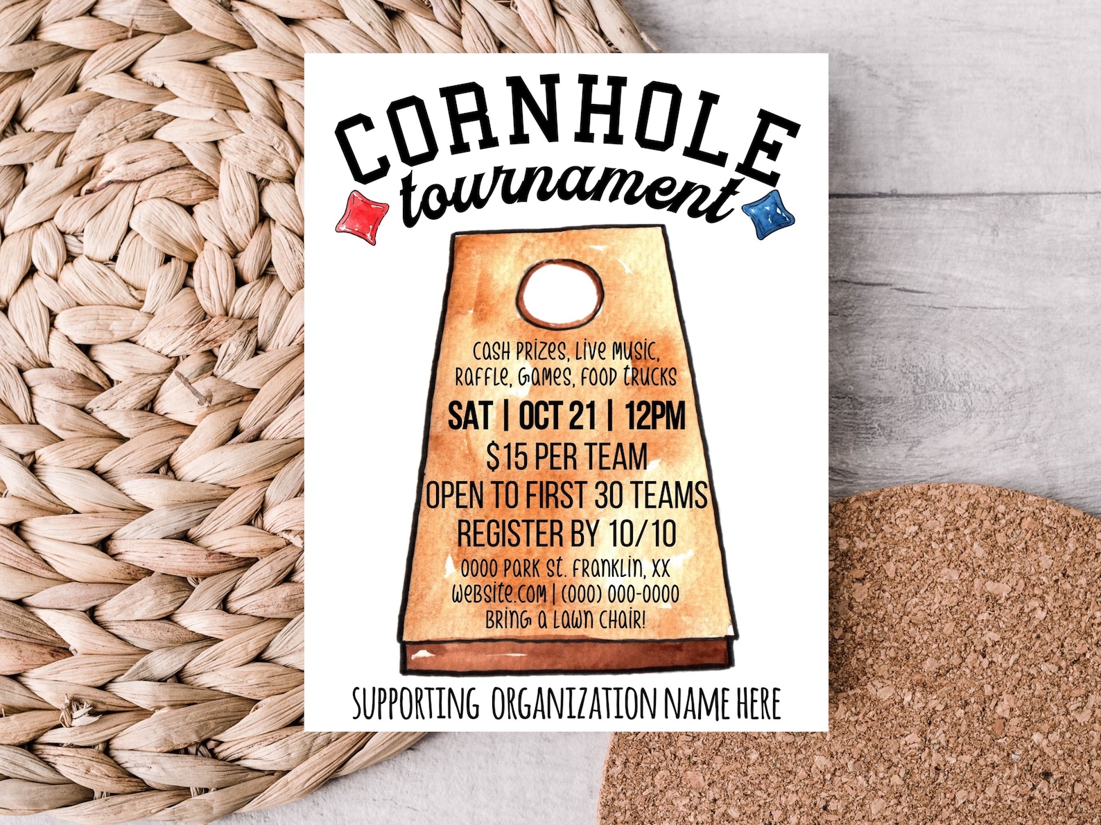 Editable Cornhole Tournament Flyer Digital Download, Instant Download ...