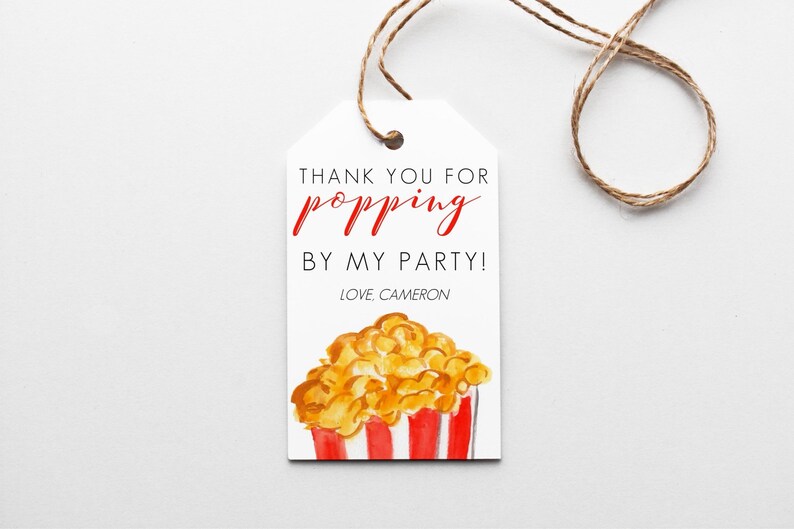 Editable Movie Night Birthday Thank You Tag Template - Etsy Canada