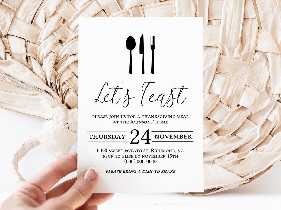 Editable Thanksgiving Feast Invitation Template - Etsy
