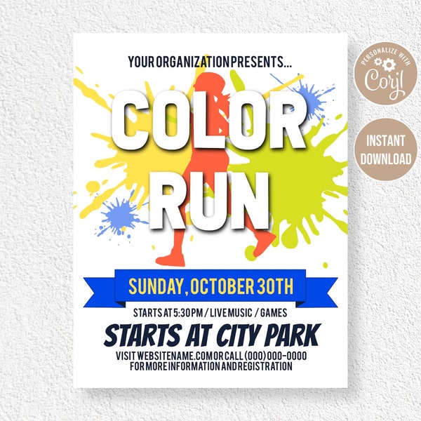 Color Run Flyer - Etsy