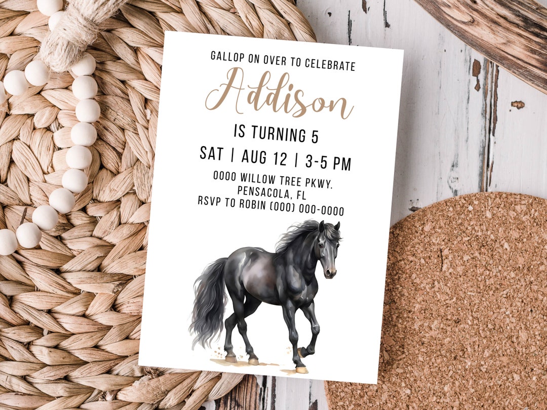 Editable Horse Birthday Party Invitation Template - Etsy