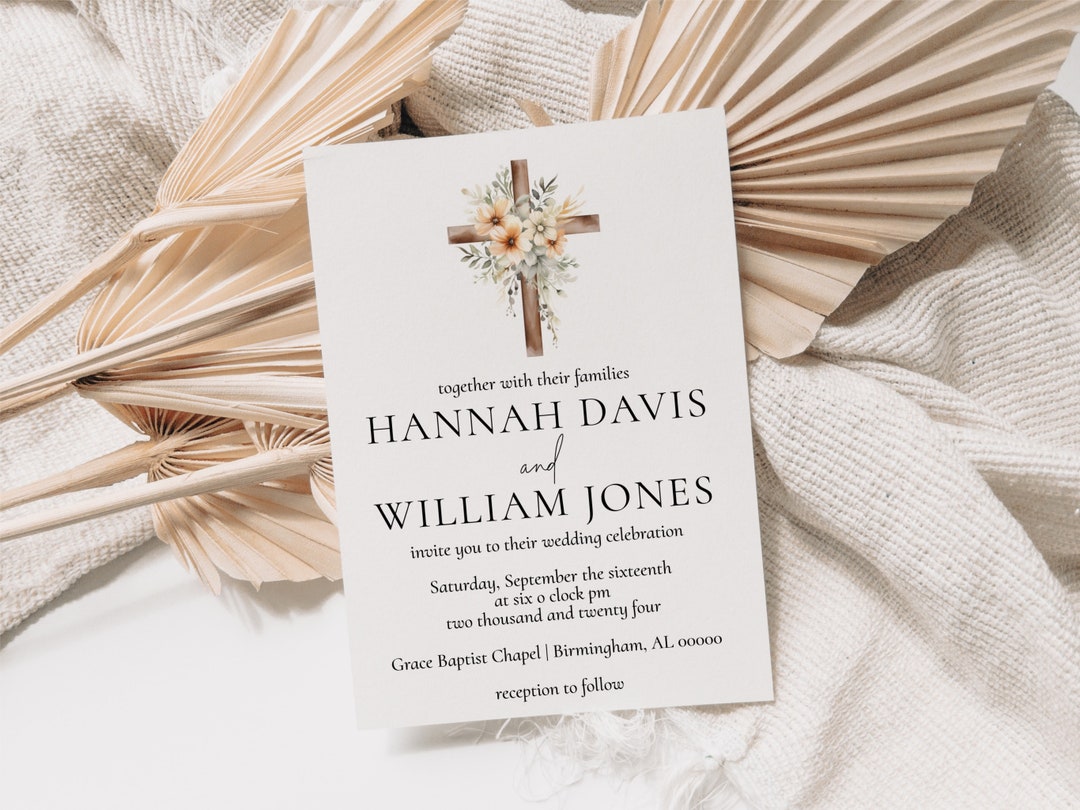 Editable Christian Wedding Invitation Cross, Digital Download ...