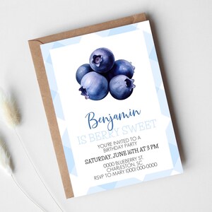 Editable Blueberry Birthday Invitation Berry Sweet Digital - Etsy