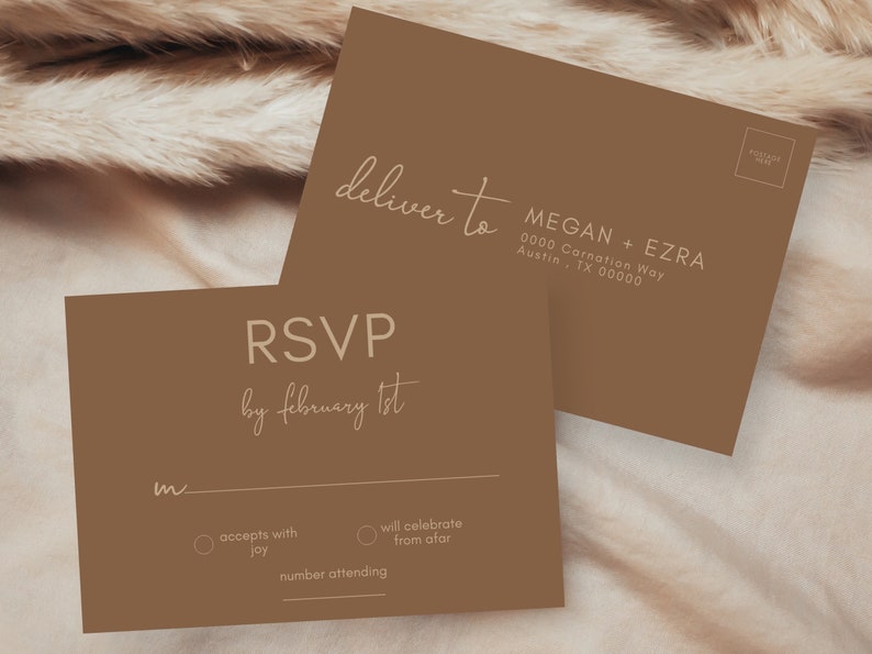 Editable Brown Wedding Invitation Template Set: Invite, RSVP & Details ...