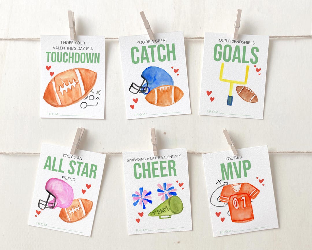 Printable Football Kid’s Valentines Cards - Etsy