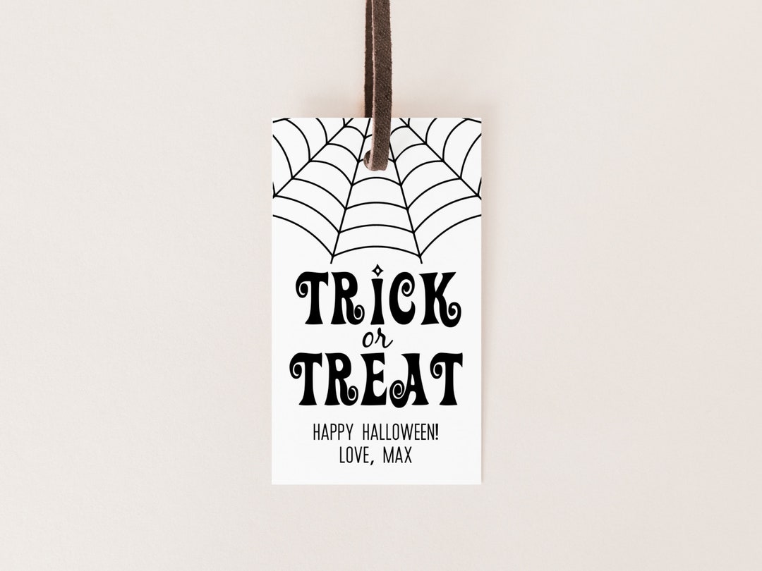 Editable Trick or Treat Tag Halloween, Printable Template, Digital ...